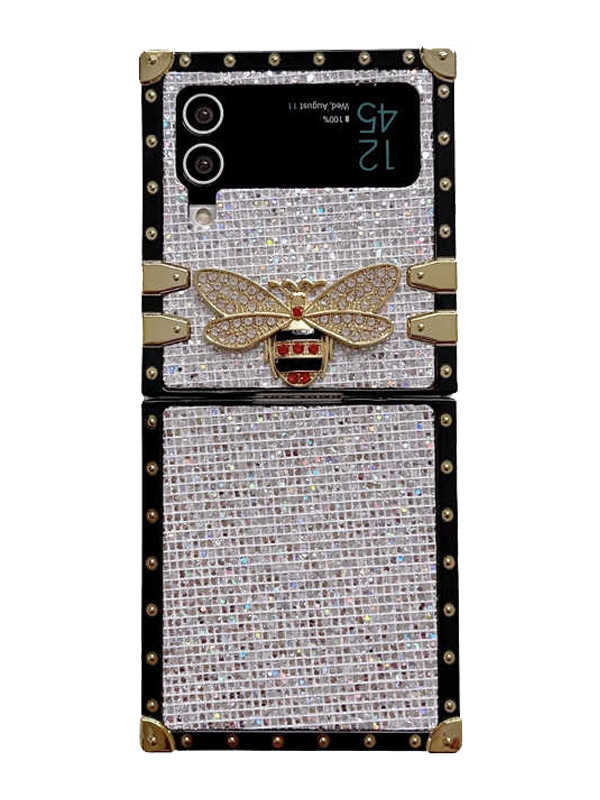 Glitter Cellule Galaxy Z Flip Phone Case with Metal Bee | Modacases
